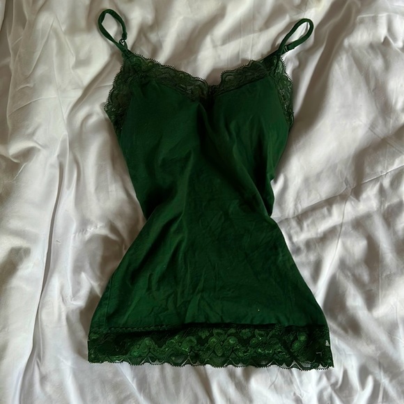 Tops | Dark Green Tank Top With Padding | Poshmark